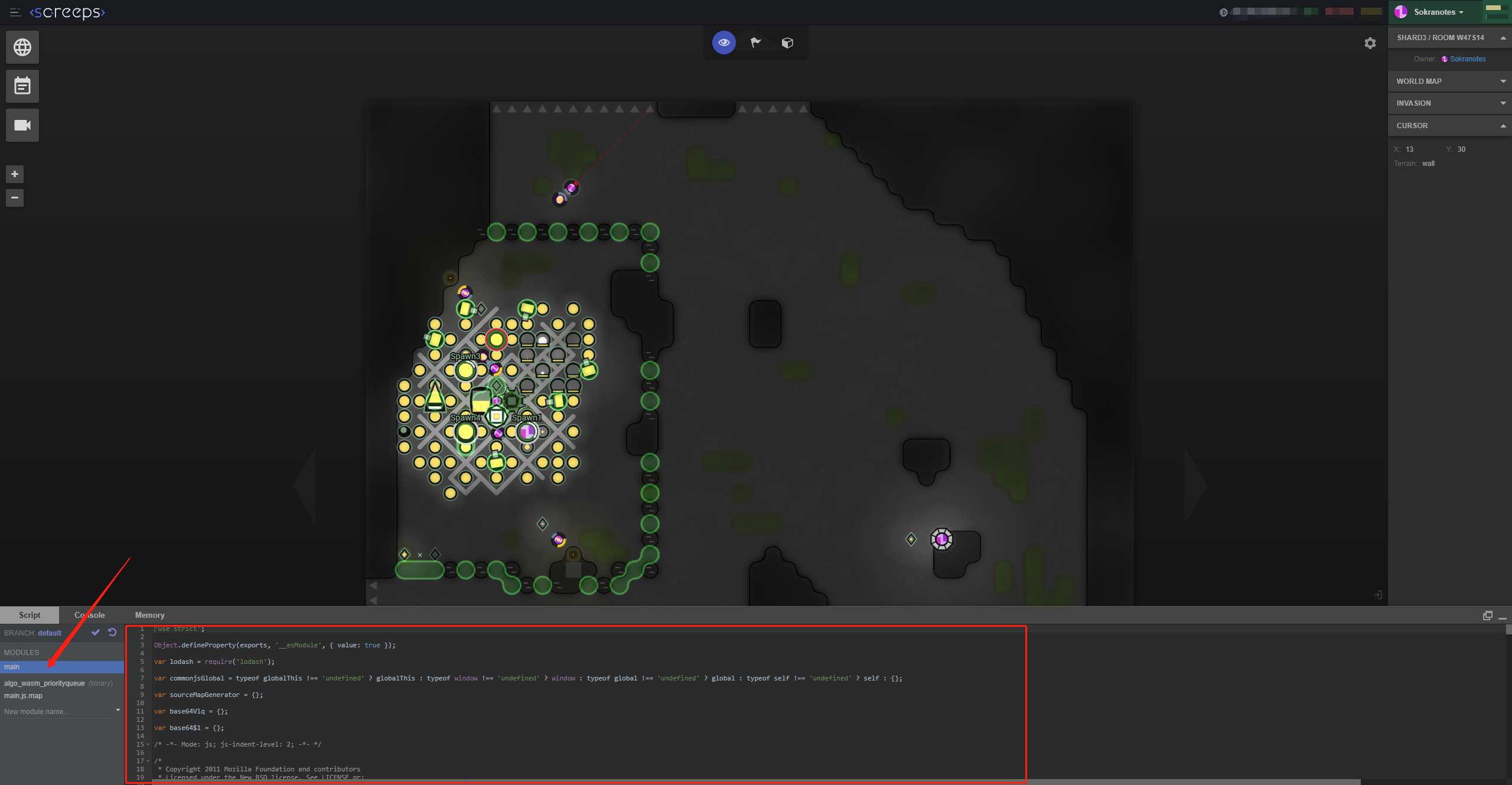 Screeps 63抠位置自动布局 使用教程 | Sokranotes